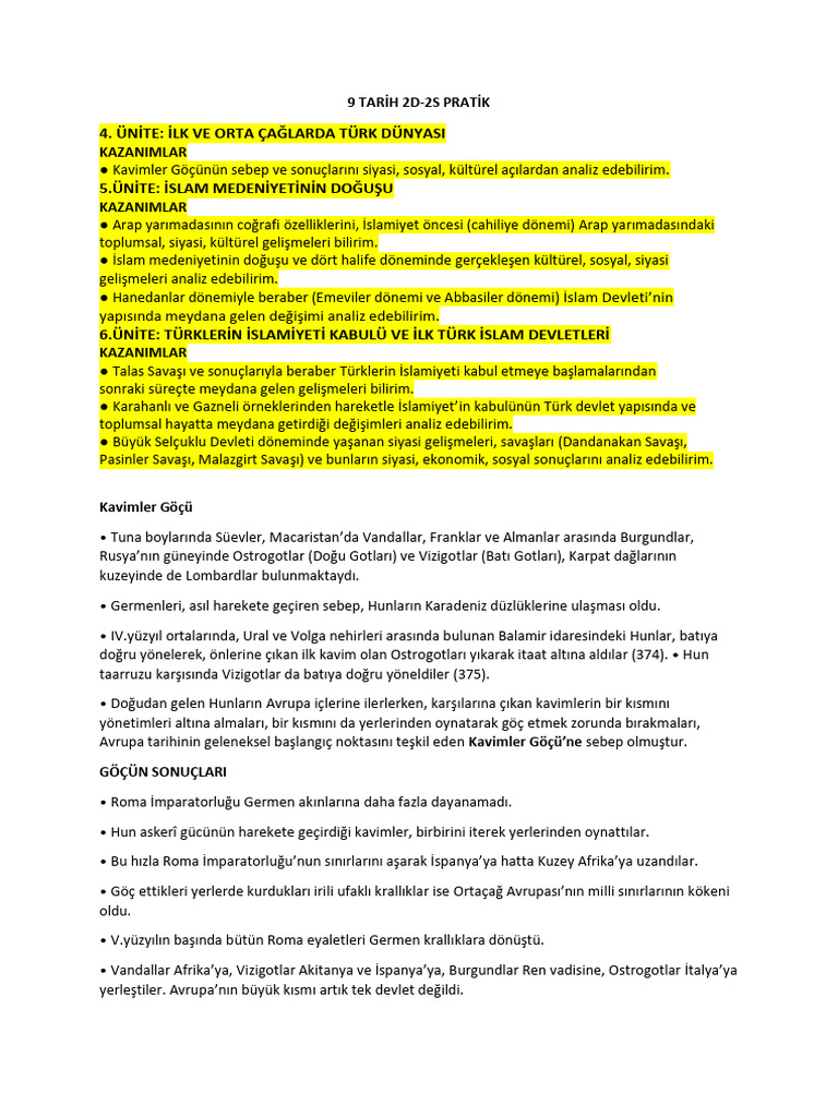 9 Tari̇h 2D-2S Prati̇k | PDF