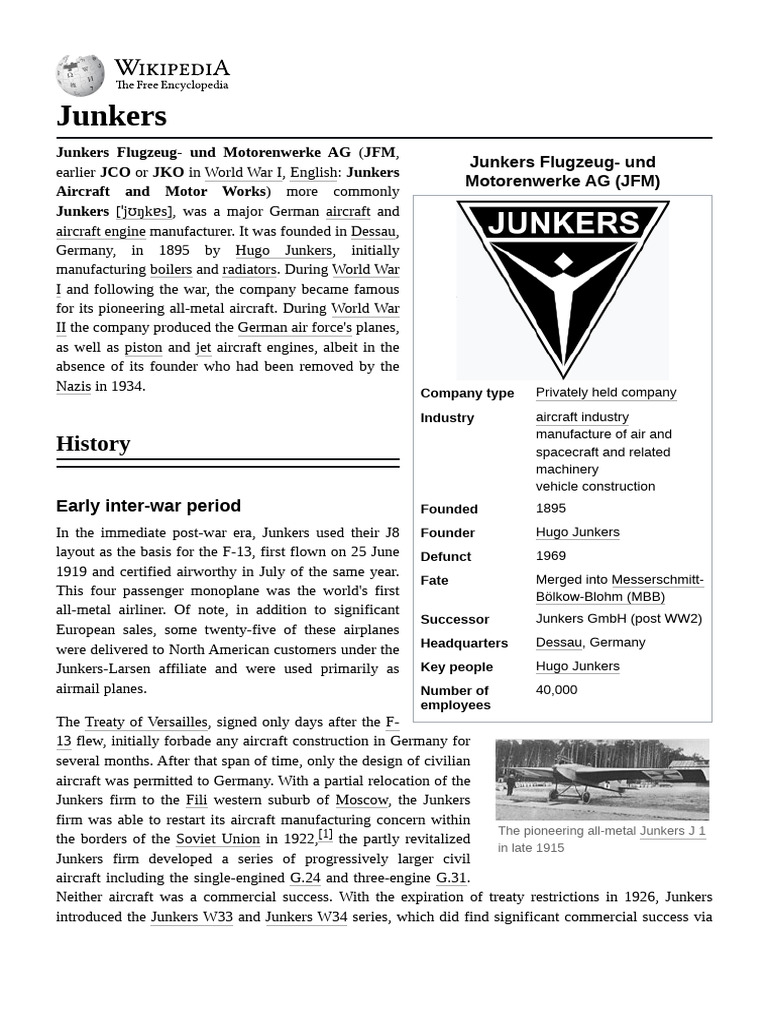 Junkers | PDF | Aviation | Aircraft