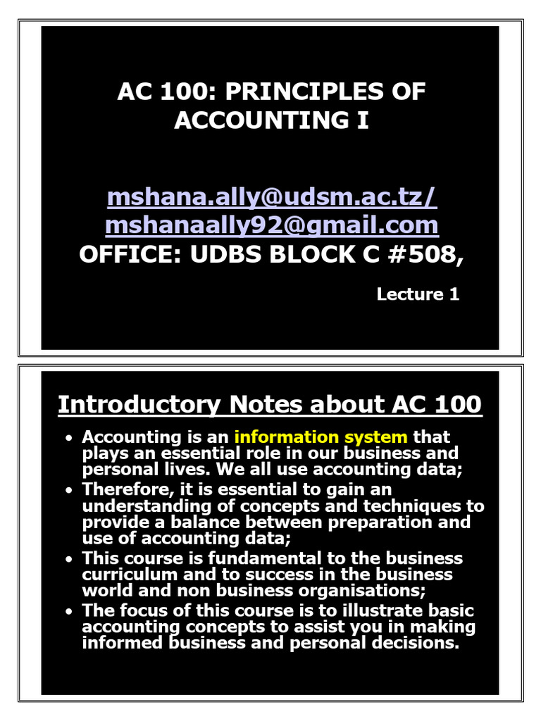 Lecture 1 - Introduction To Accounting Concepts | PDF | Accounting ...