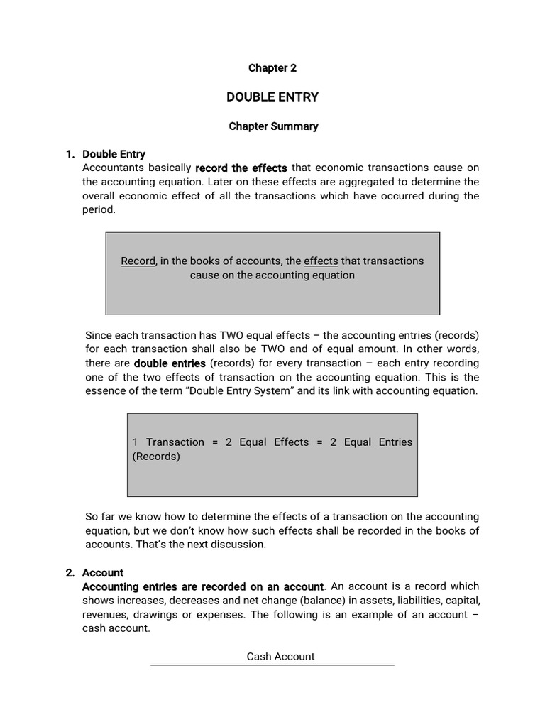AC 102-Chapter 3 Double Entry | PDF