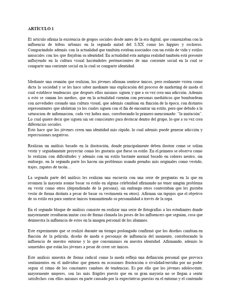 Artículo 1 | PDF | Moda | Comercio electrónico