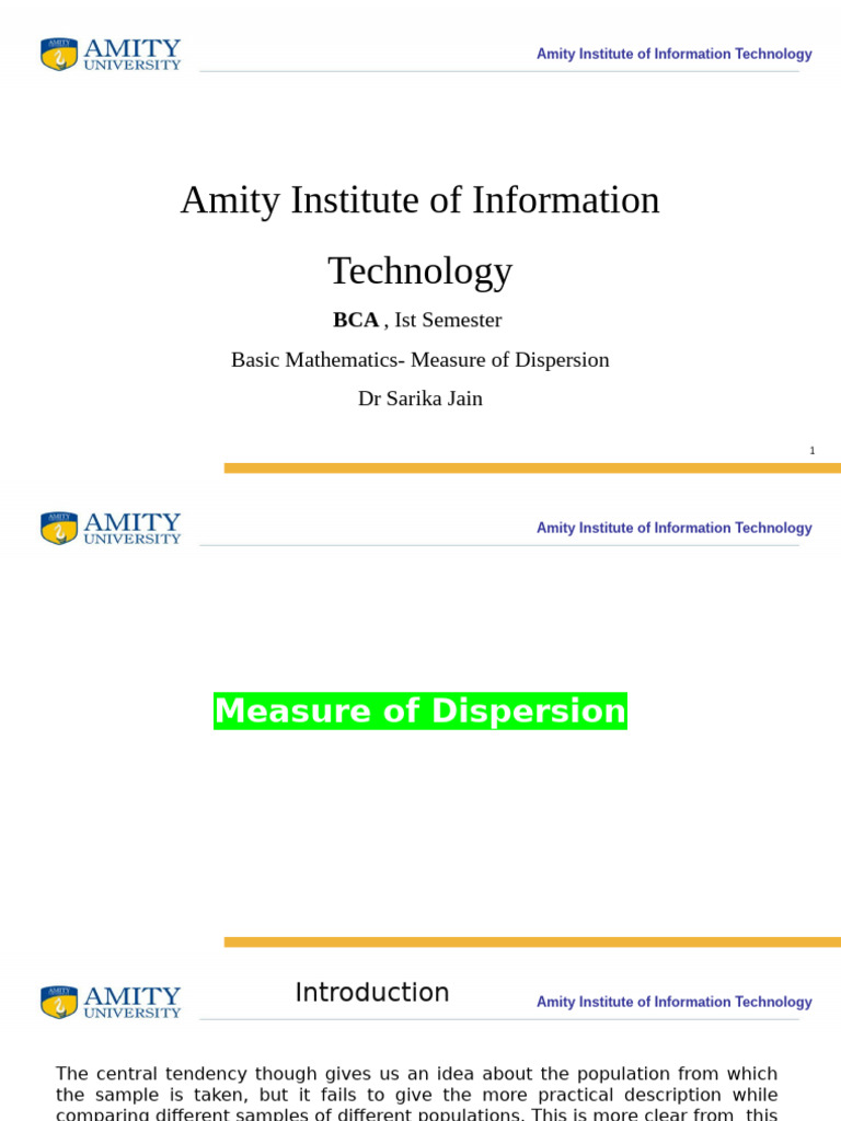 Measure of Dispersion Basic Maths 19 | PDF | Mean | Quartile