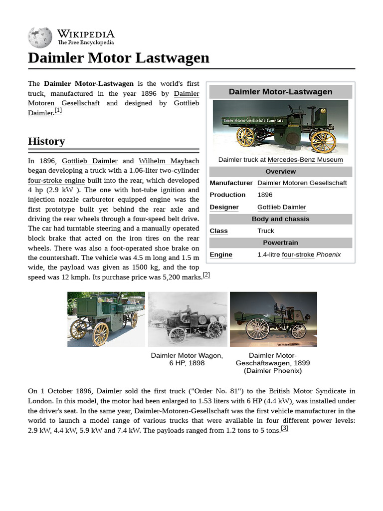Daimler_Motor_Lastwagen | PDF | Car Manufacturers Of Germany | Motor Vehicle Manufacturers