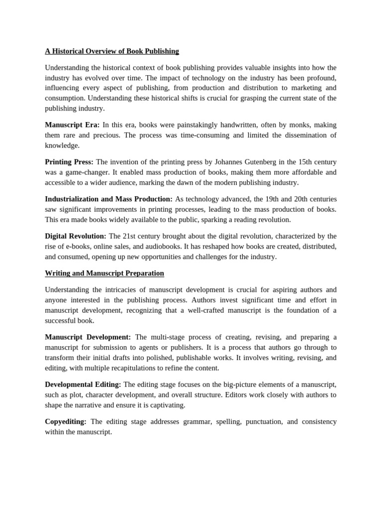 History and Evolution of Book Publishing | PDF | Proofreading | Books