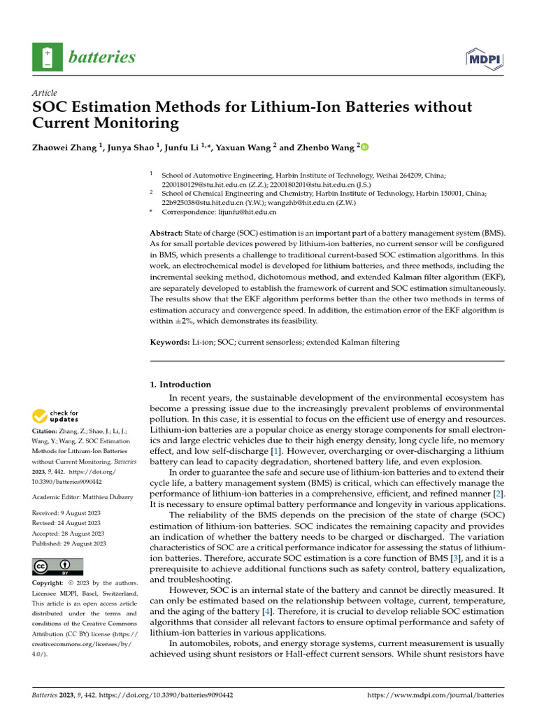 SOC Estimation Methods | PDF | Lithium Ion Battery | Electrochemistry