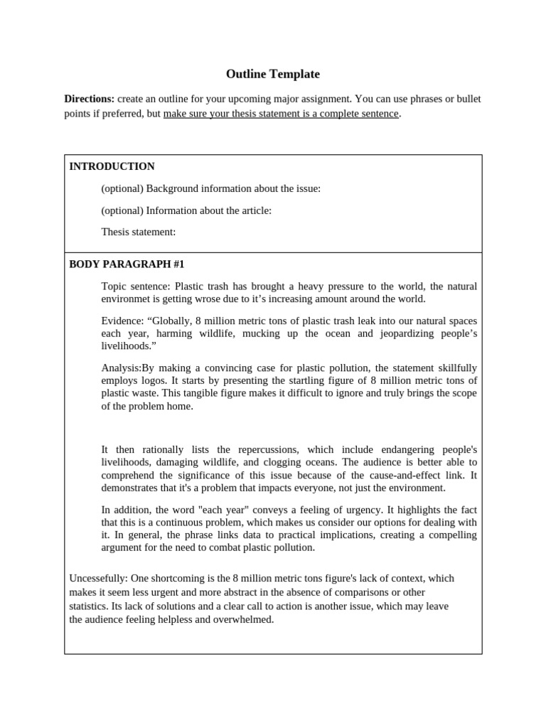Sanic Outline Template | PDF | Essays | Evidence