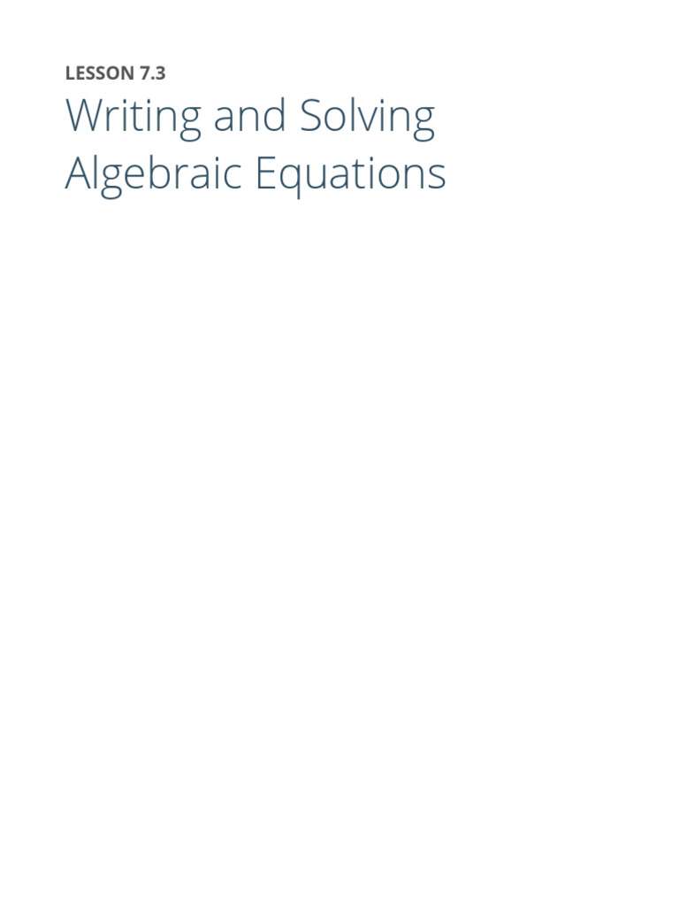Algebraic Equations Lesson 7.3 | PDF