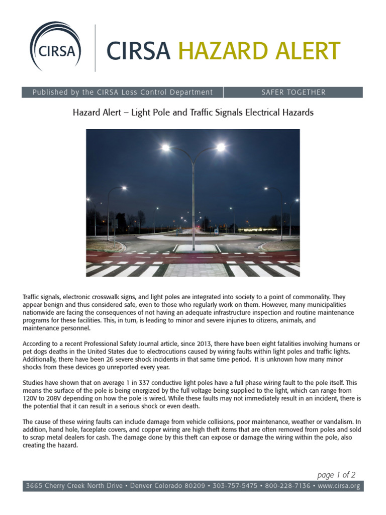 Hazard Alert Light Pole Traffic Signals Electrical Hazards2 | PDF ...