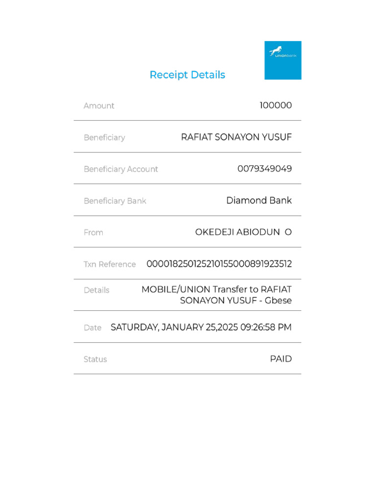 UnionMobile Receipt | PDF