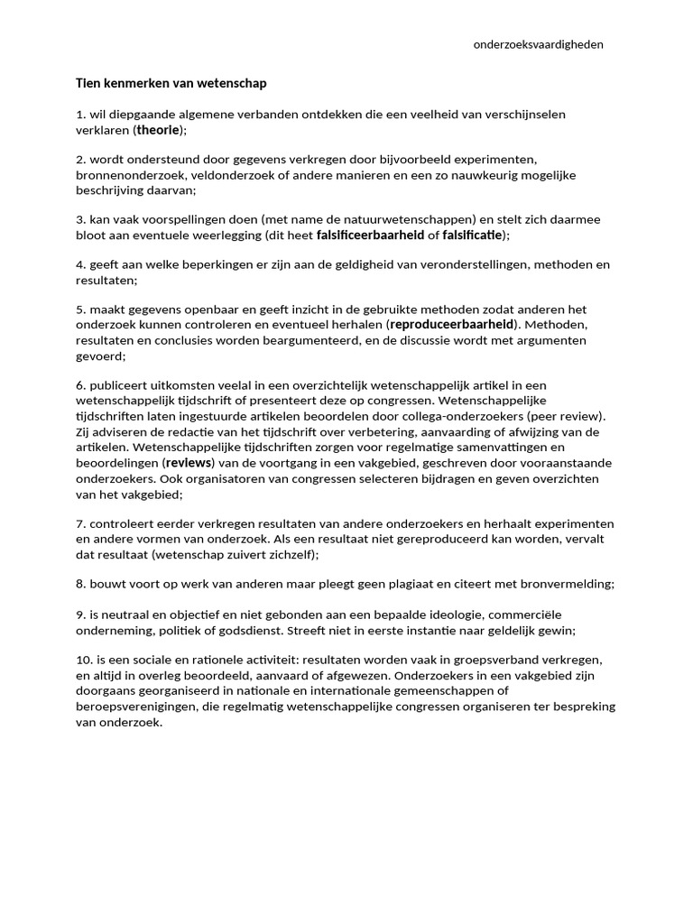 Tien Kenmerken Van Wetenschap | PDF