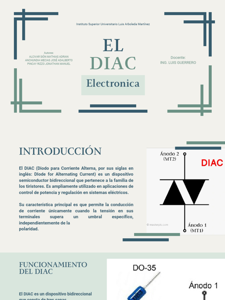 Diapositivas DIAC | PDF | Transistor | Corriente eléctrica