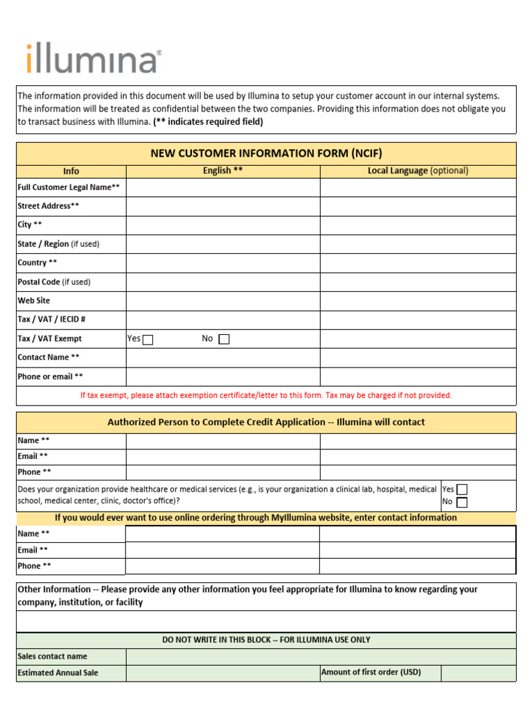 New Customer Information Form | PDF