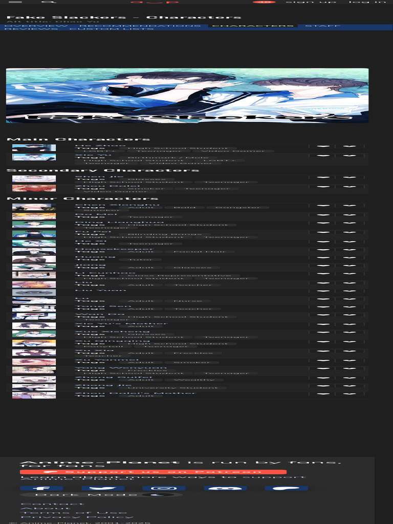 Fake Slackers Character Guide | PDF