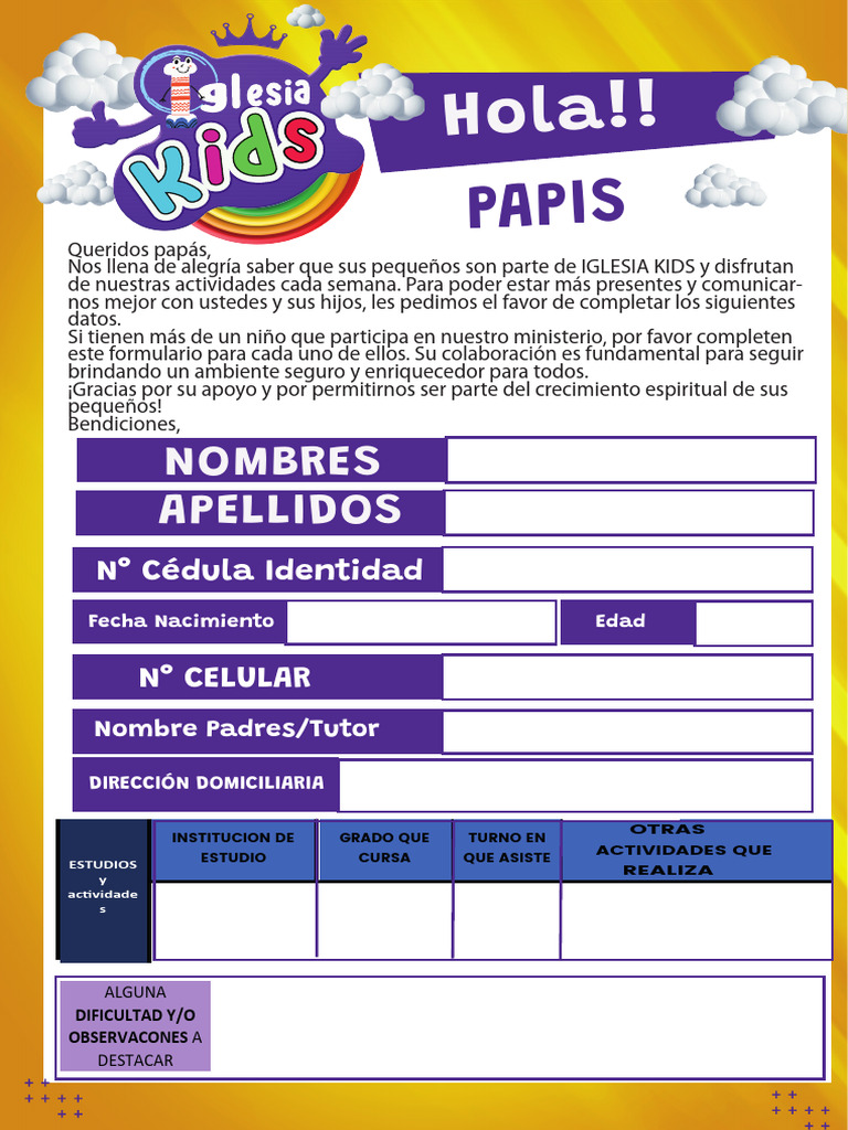 PLANILLA RECAUDAR DATOS PARA PAPIS | PDF