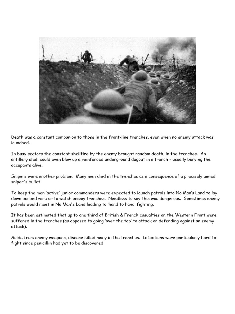 Trench conditions info sheets | PDF | Trench Warfare | Warfare