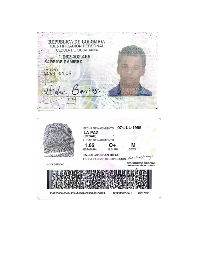 Cedula Eder Barrios Ramirez | PDF