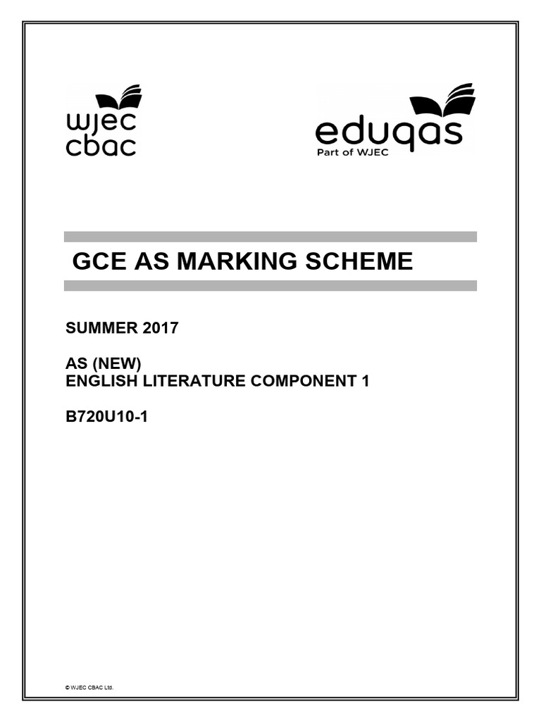 June 2017 MS - Component 1 WJEC English Literature AS-level | PDF ...