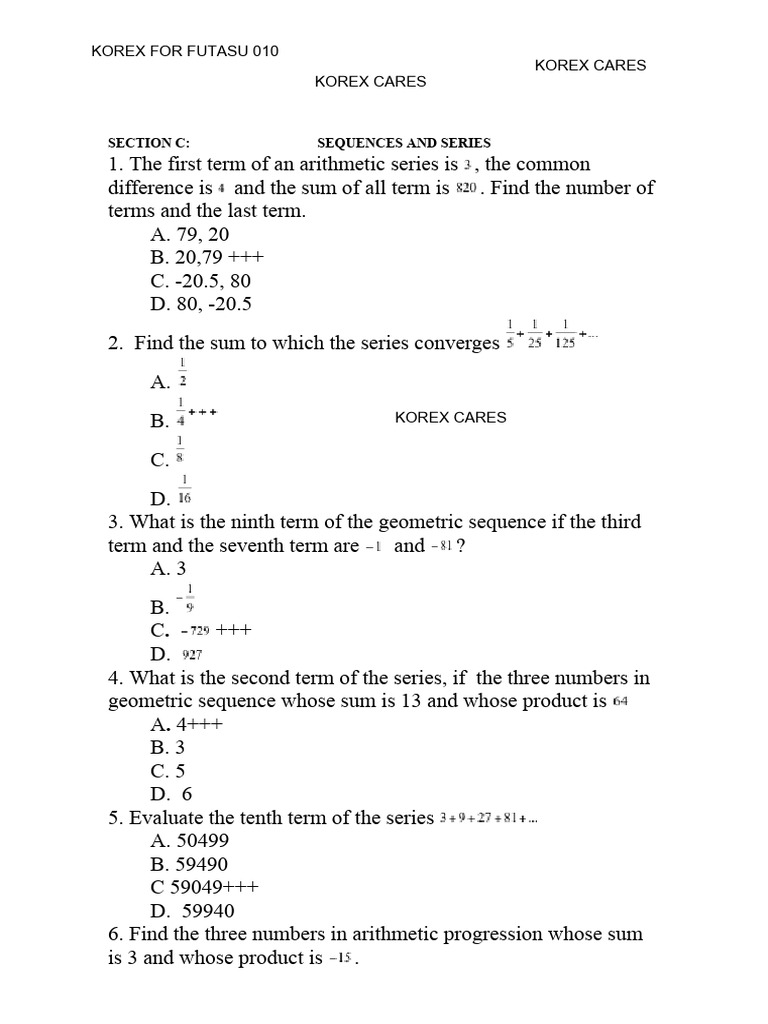 Mts 101 Plus - Sequences and Series | PDF | Mathematical Concepts | Mathematical Objects