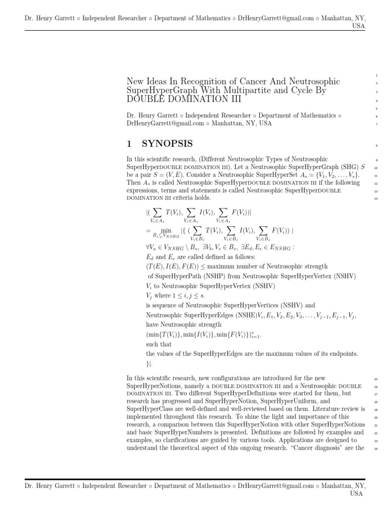 New Ideas In Recognition of Cancer And Neutrosophic SuperHyperGraph With Multipartite and Cycle ...