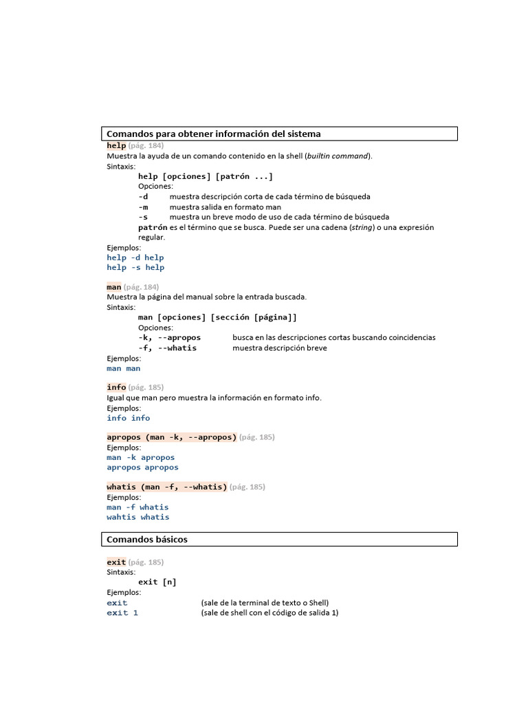 Guia Rapida. Comandos, Utilidades y Scripts de Linux | PDF | Archivo de computadora | Interfaz ...