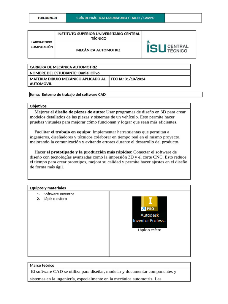 Entorno de Trabajo Del Software CAD - Practica 1 | PDF | Software ...
