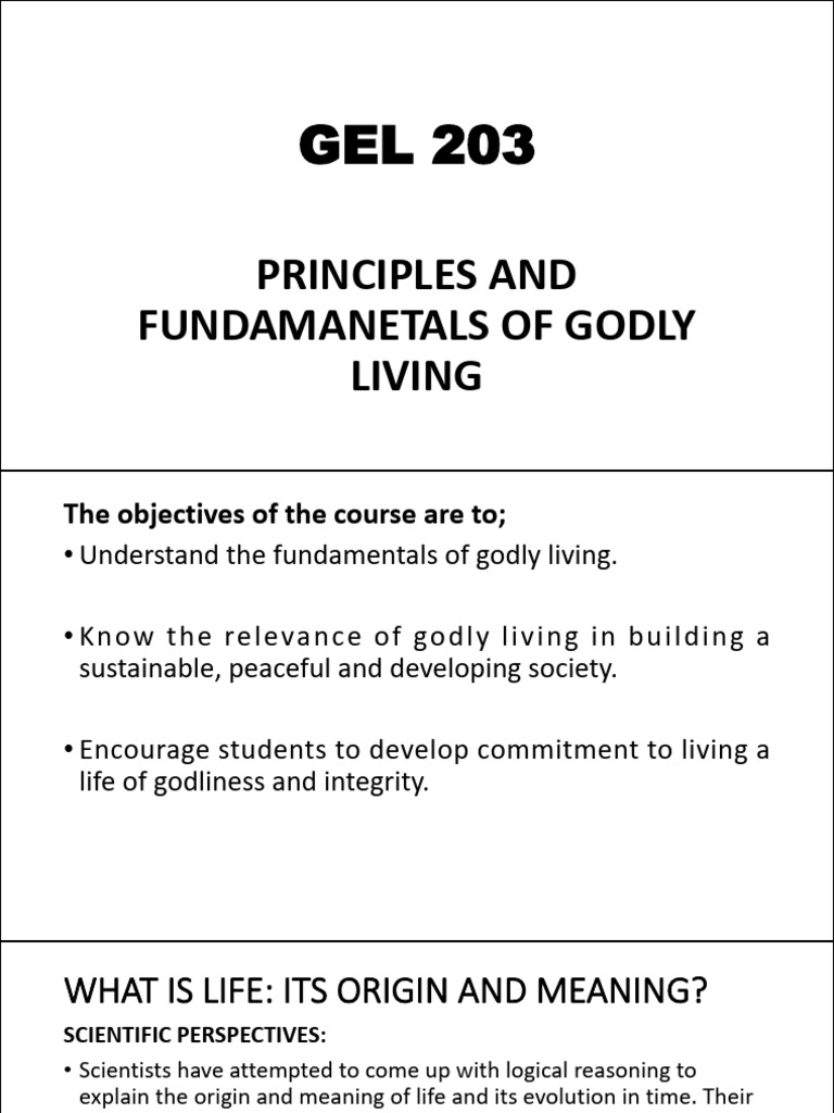 Principles of Godly Living and Life's Meaning | PDF | Consciousness | Mind
