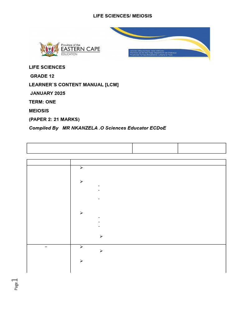 Meiosis Notes 2025 | PDF | Meiosis | Chromosome