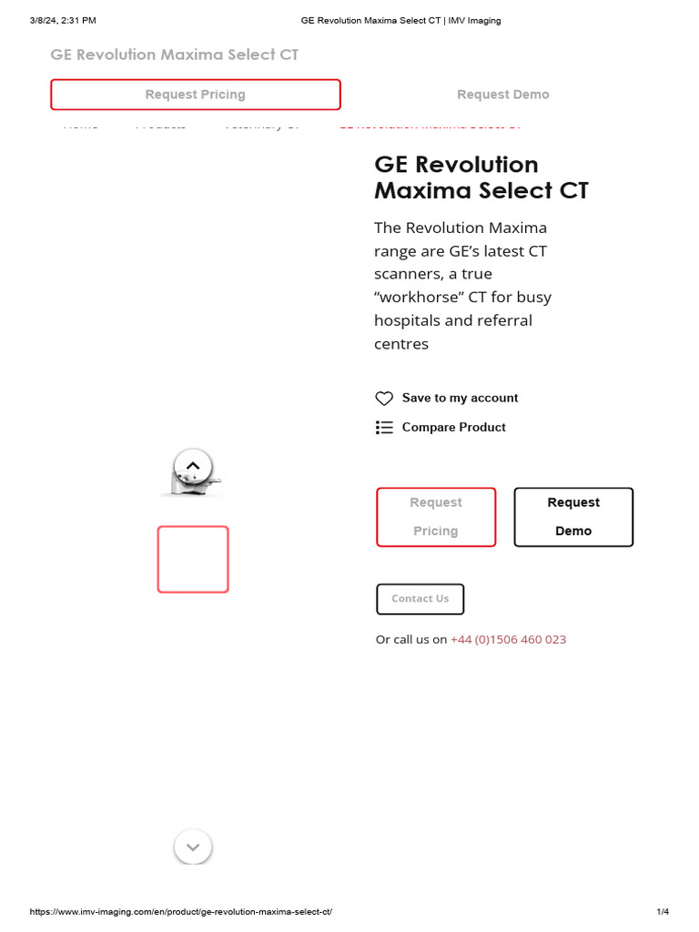 GE Revolution Maxima Select CT - IMV Imaging | PDF | Ct Scan | Imaging