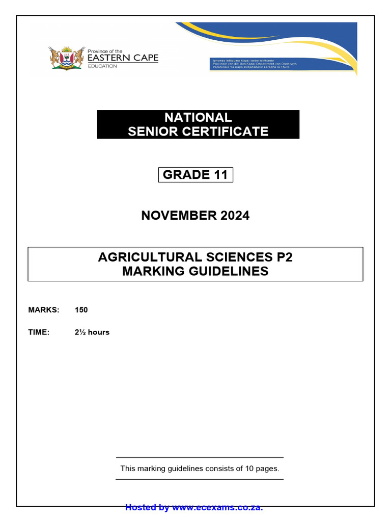 Agricultural Sciences p2 Gr11 Memo Nov2024 - English - Watermark | PDF | Fruit | Fertilizer