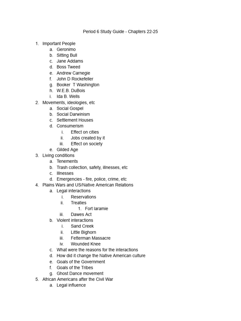 Period 6 Study Guide - Chapters 22-25 | PDF | The United States ...