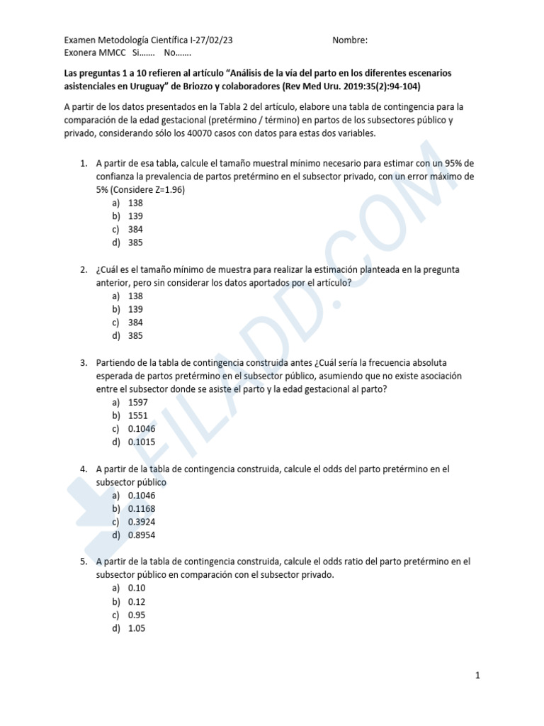 Examen 27-02-23 Prototipo | PDF | Hipertensión | Consentimiento informado