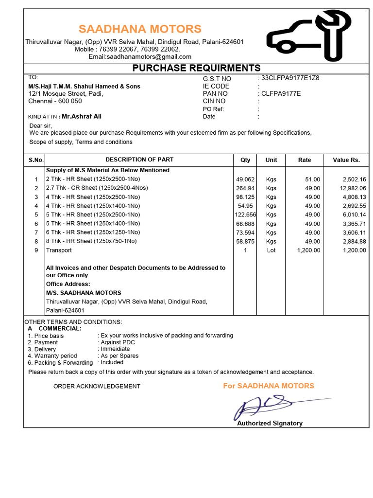 PO 001 - Mahendra | PDF