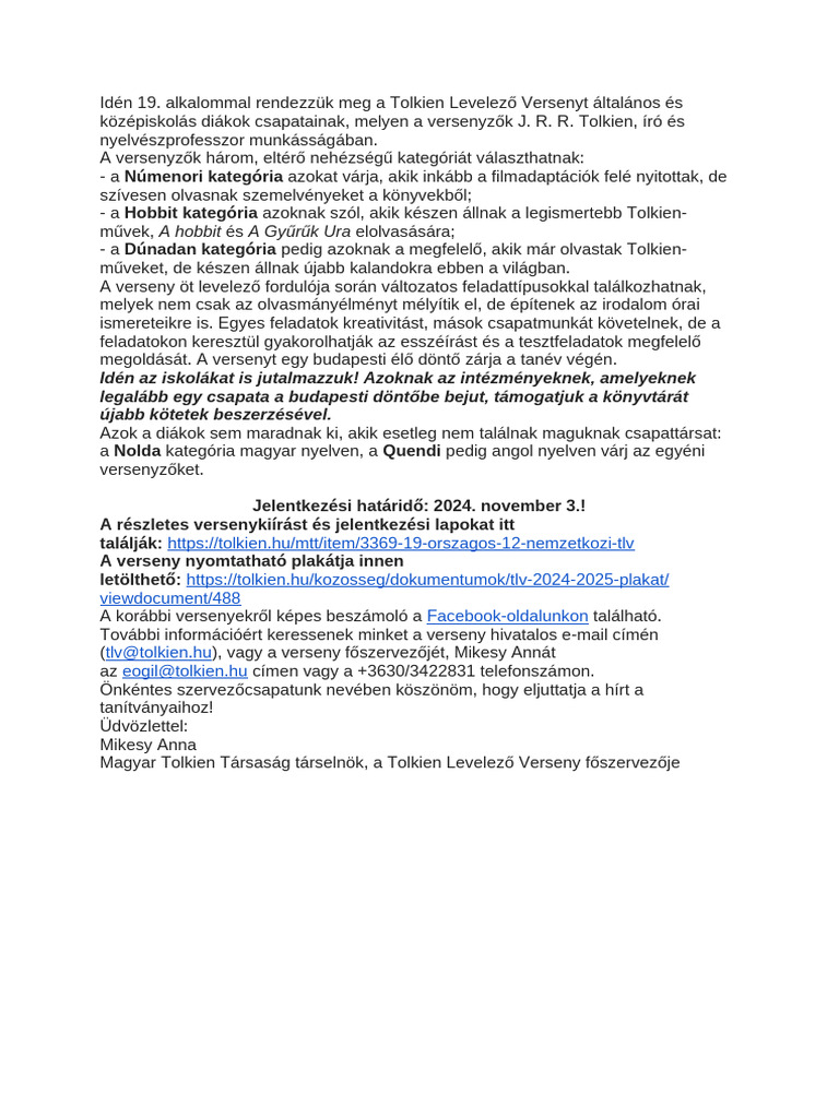 Tolkien Verseny | PDF