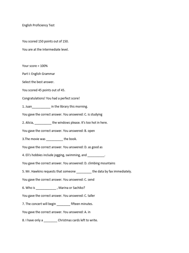 English Proficiency Test | PDF