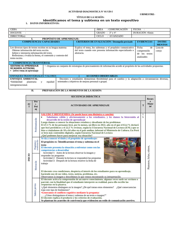 Identificación de Tema y Subtema en Textos | PDF | Aprendizaje | Evaluación