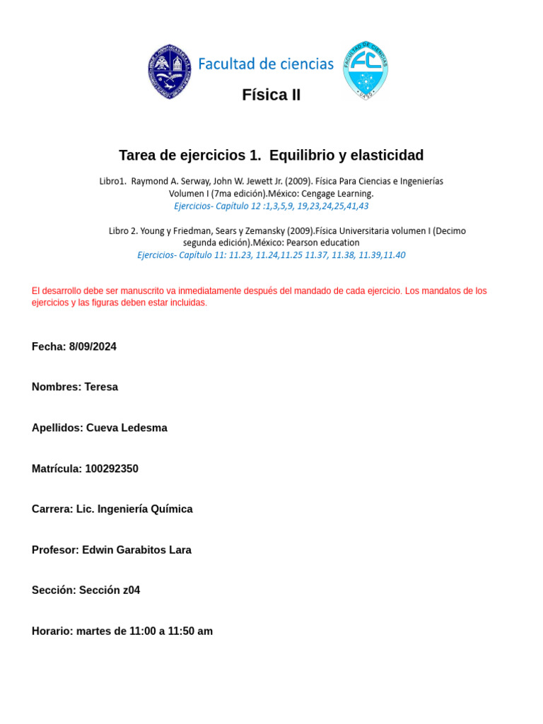 Tarea de Ejercicios 1-Equilibrio de Cuerpos | PDF