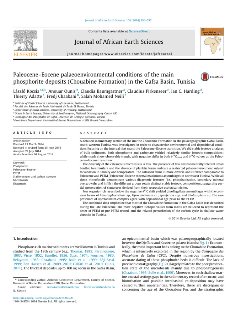 Paleocene-Eocene Phosphorite Study Tunisia | PDF | Sedimentary Rock ...