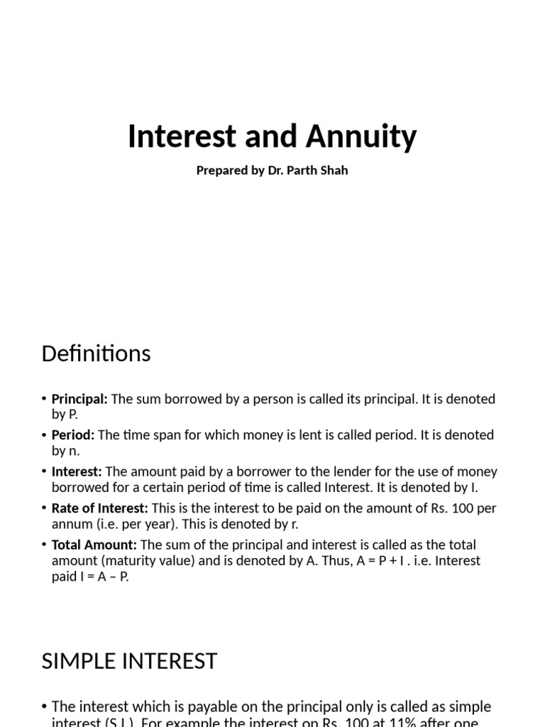 M1. Interest and Annuity | PDF | Interest | Present Value