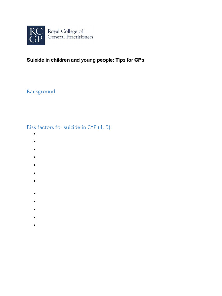 Suicide Top Tips | PDF | Mental Disorder | Suicide