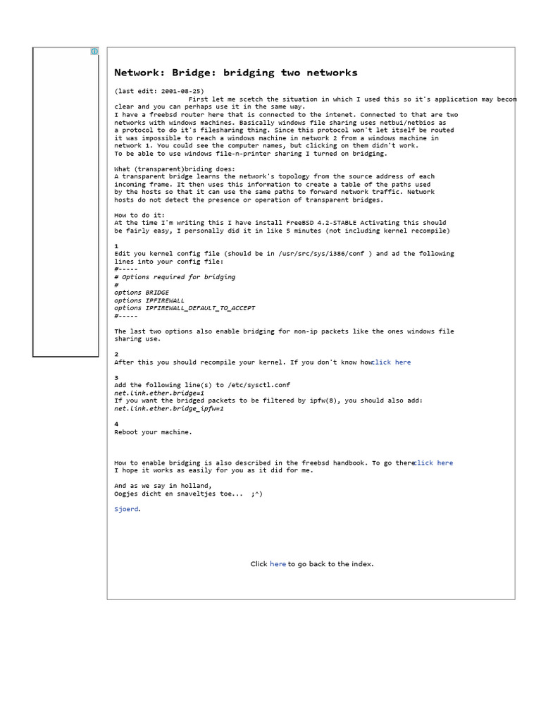 FreeBSD Network Bridging Guide | PDF