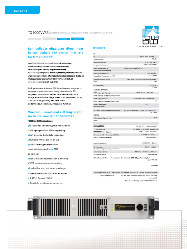 TX1000 V3 Datasheet NL | PDF