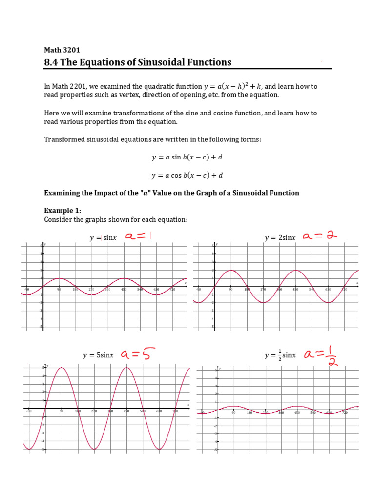 Sinusoidal Equation Notes | PDF | Mathematics | Mathematical Concepts
