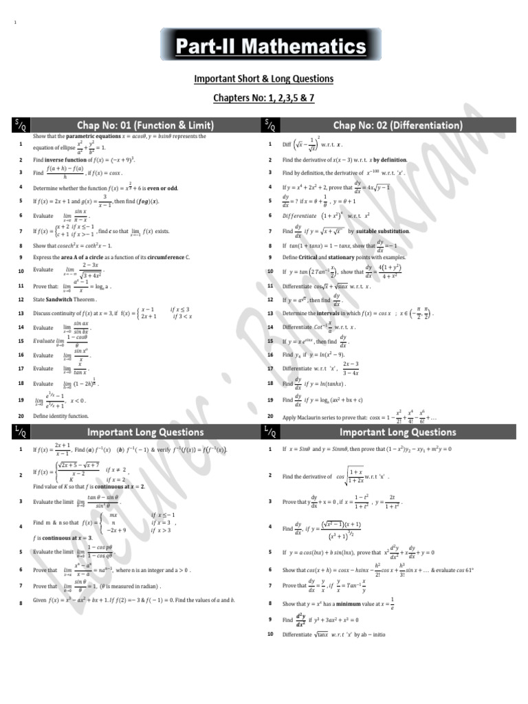 Important Questions Weak Students Part-2 | PDF | Euclidean Vector | Derivative