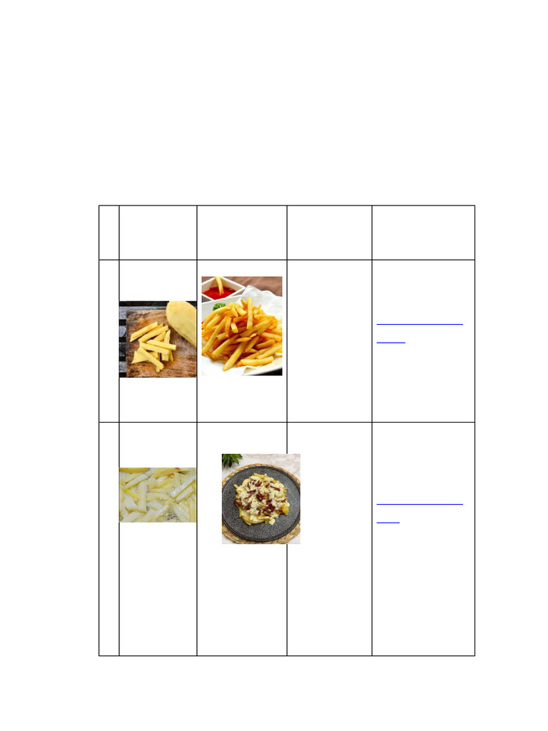 Jenis Potongan Kentang Dan Hidangannya | PDF