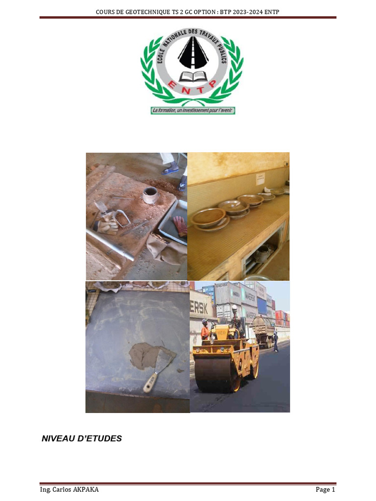 COURS GEOTECHNIQUE TS2 2023-2024 Part 1 | PDF | Génie géotechnique | Fondation (construction)