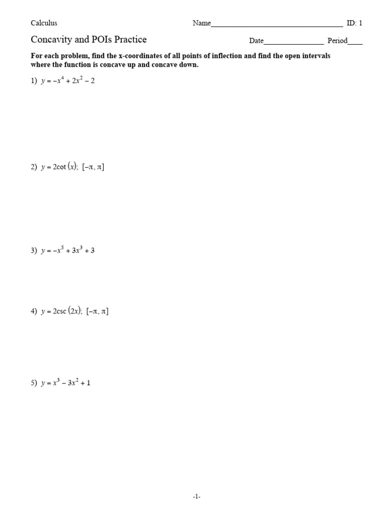 Concavity and Poi Practice | PDF | Geometric Shapes | Multivariable ...