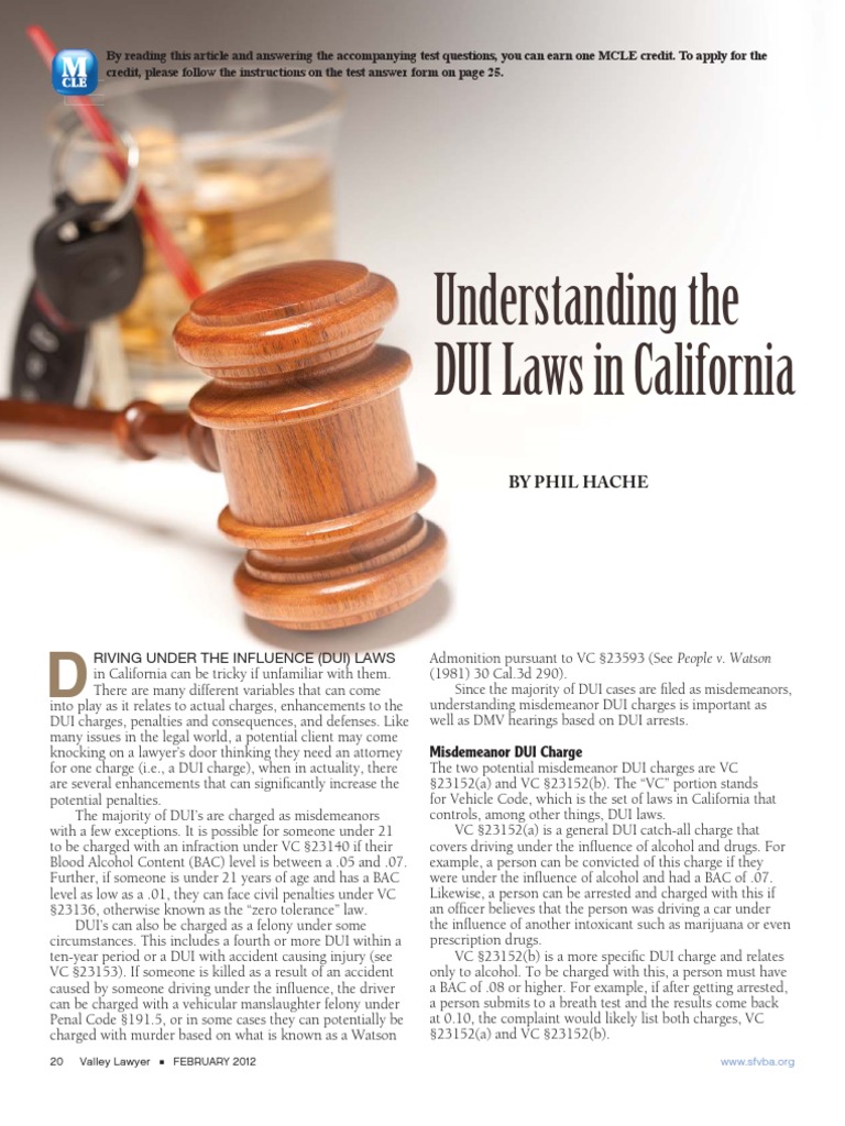 Understanding DUI Laws in California | PDF | Driving Under The ...