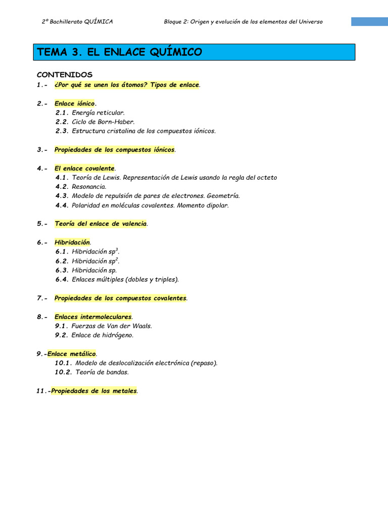 Tema 3. Enlace Químico | PDF | Enlace químico | Polaridad química
