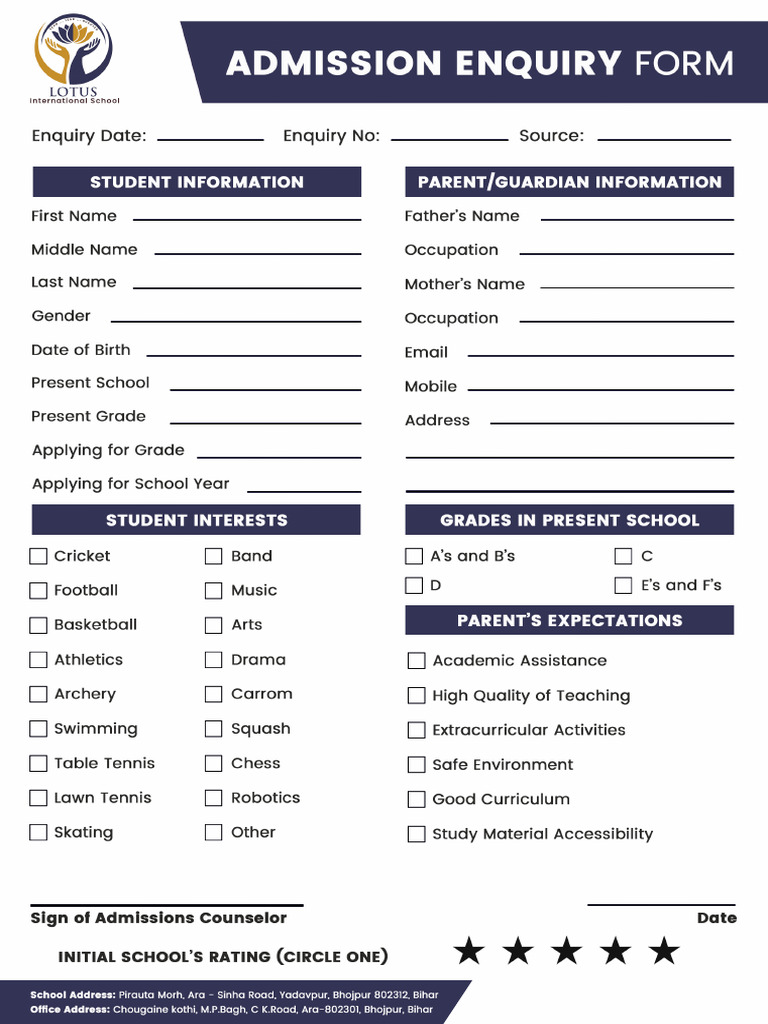 Admission Enquiry Form | PDF