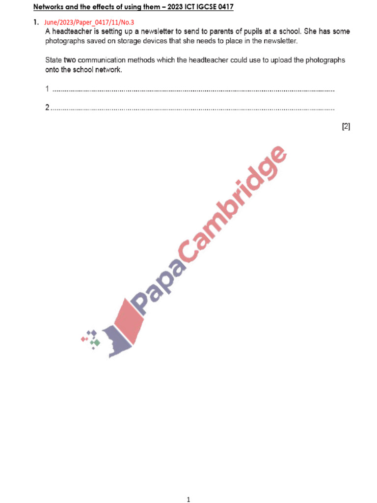 2023 Networks and The Effects of Using Them IGCSE ICT 0417 | PDF